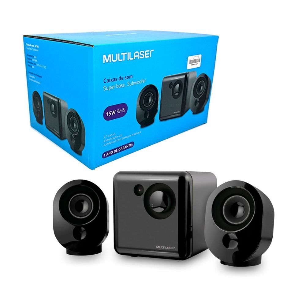 Caixa de Som Multilaser SP166, 2.1 Canais, Subwoofer, 15W RMS, USB ...