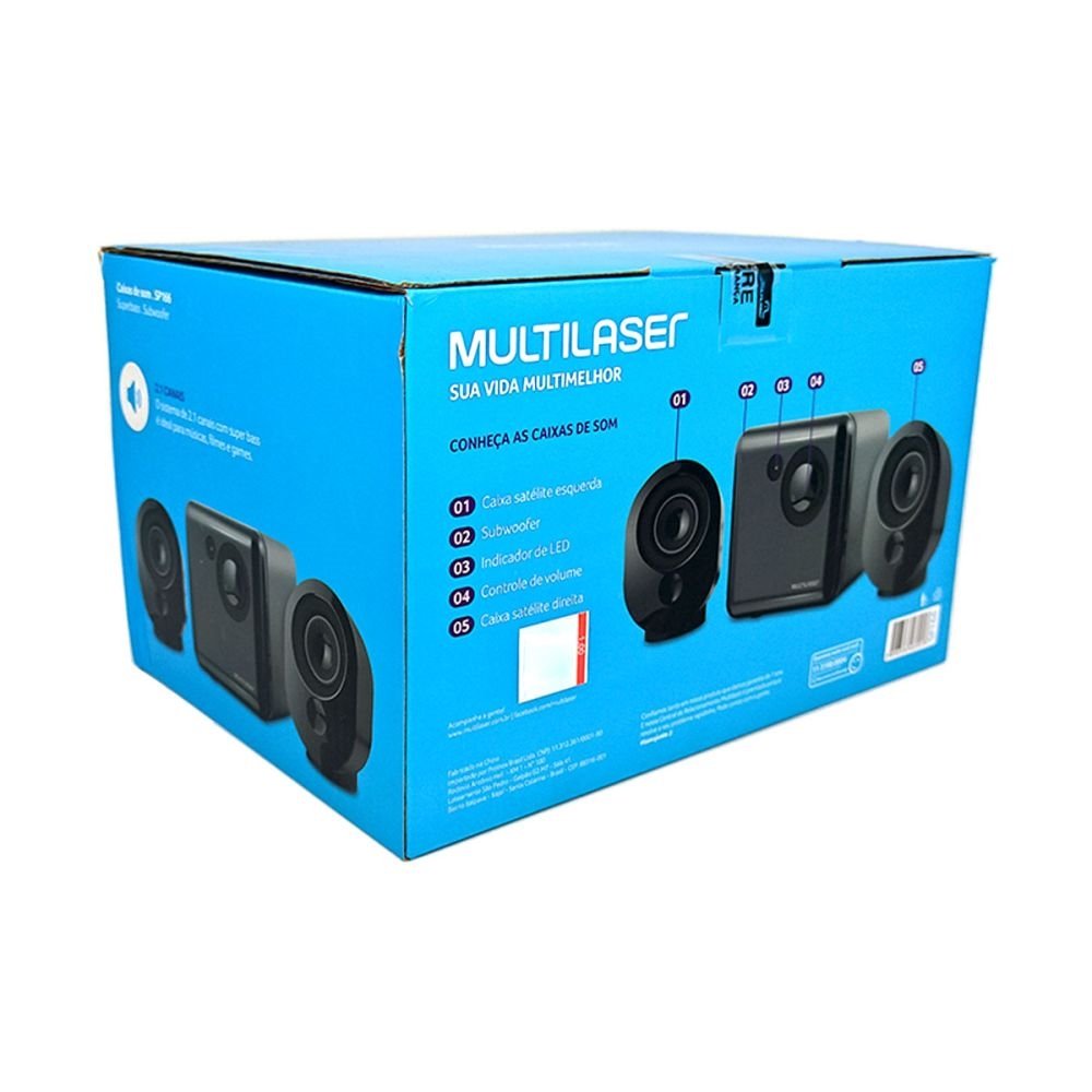 Caixa de Som Multilaser SP166, 2.1 Canais, Subwoofer, 15W RMS, USB ...