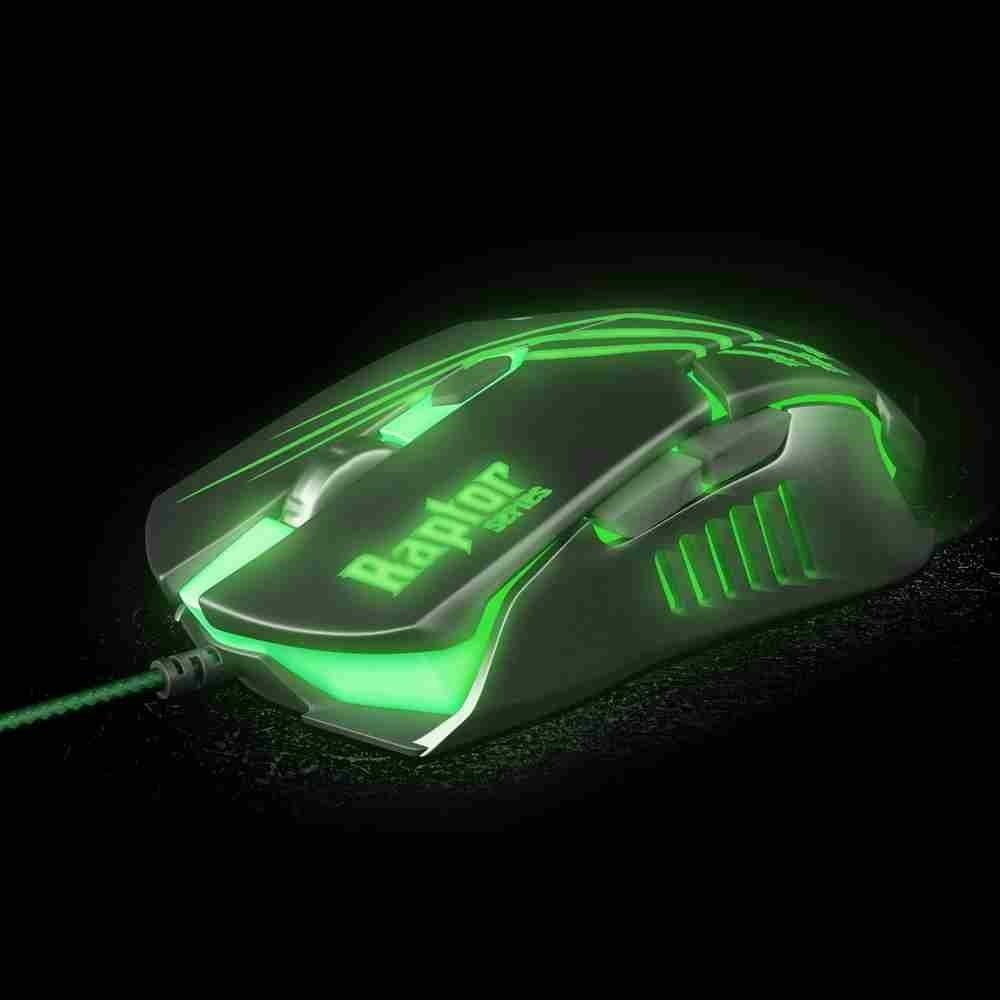 Mouse Gamer USB Raptor OM-801 Preto/Verde Fortrek | eFácil