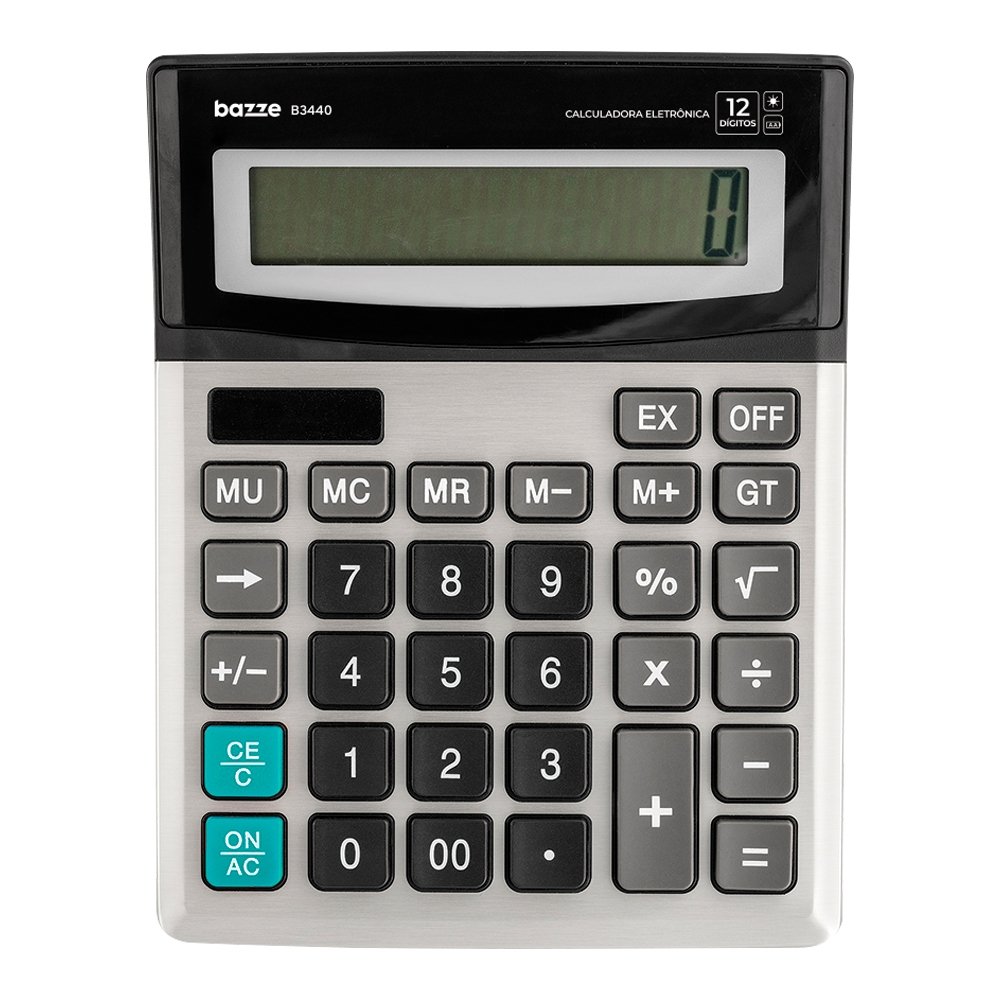 Calculadora de Mesa Bazze B3440, 12 Dígitos, Prata | eFácil