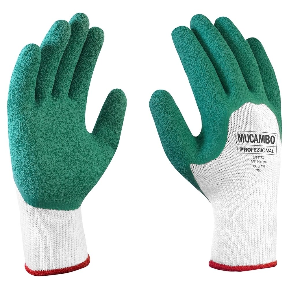 Luva Mucambo Pró 310 Nitrilon Tamanho 9 Malha/Latéx CA32138 Verde 10x1 ...