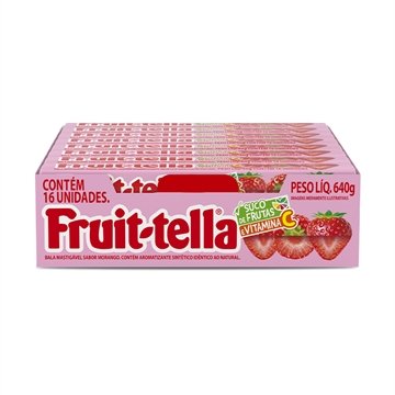Bala Fruitella Mastigável Morango - Embalagem com 16 unidades | eFácil