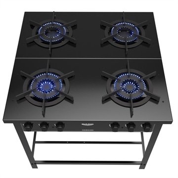 Fogão Industrial 4 Bocas Preto com Tripla Chama Dako Couraçado | eFácil