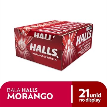 Bala Halls Morango 28g - Embalagem com 21 Unidades | eFácil